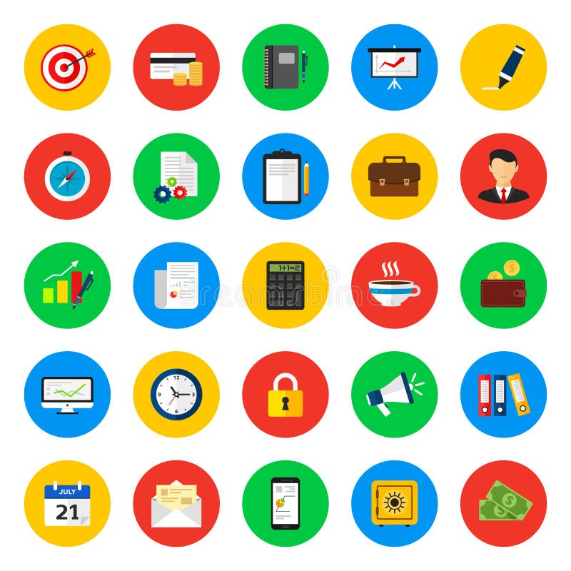 Negocio E Iconos Que Consideran Ilustración del Vector - Ilustración de ...