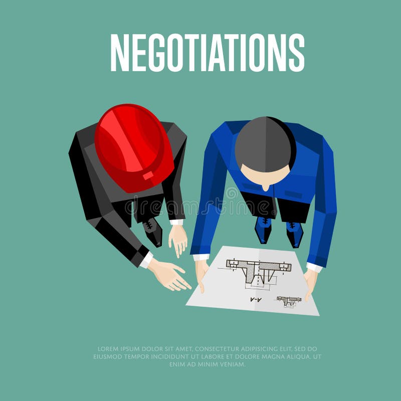 Negotiation Banner. Top View of Engineer Builders Stock Vector ...