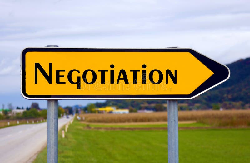 Negotiation sign board. stock photo. Image of poster - 207899500