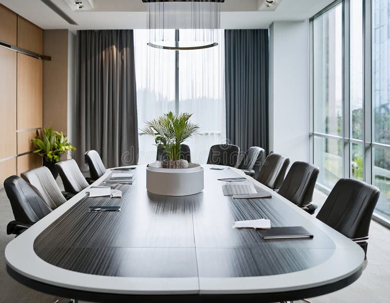 A Negotiation Table Set in a Bright Room with Modern Decor Stock ...