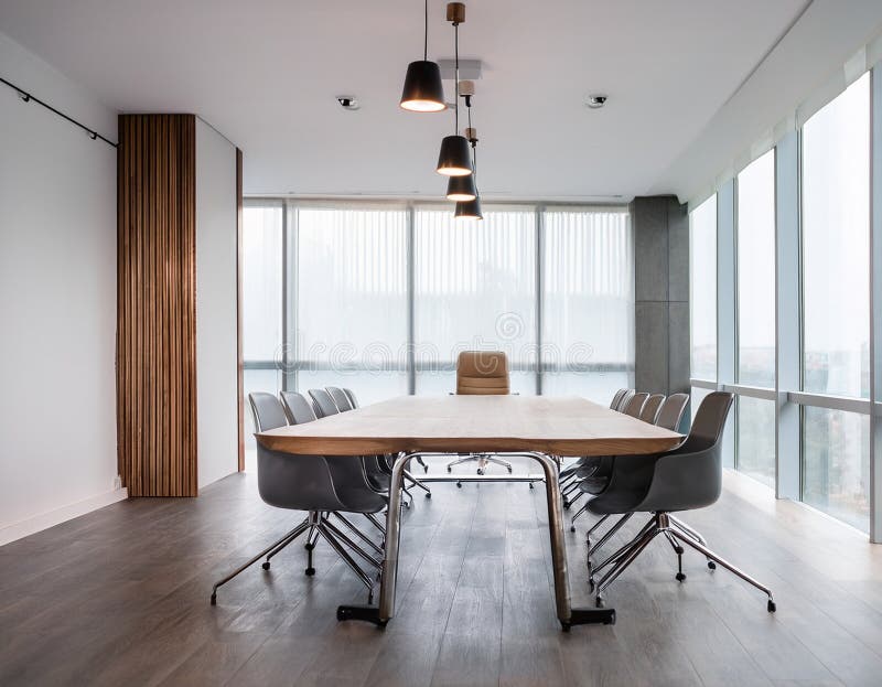 A Negotiation Table Set in a Bright Room with Modern Decor Stock ...