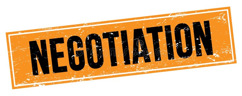 NEGOTIATION Text on Black Orange Grungy Rectangle Stamp Stock ...