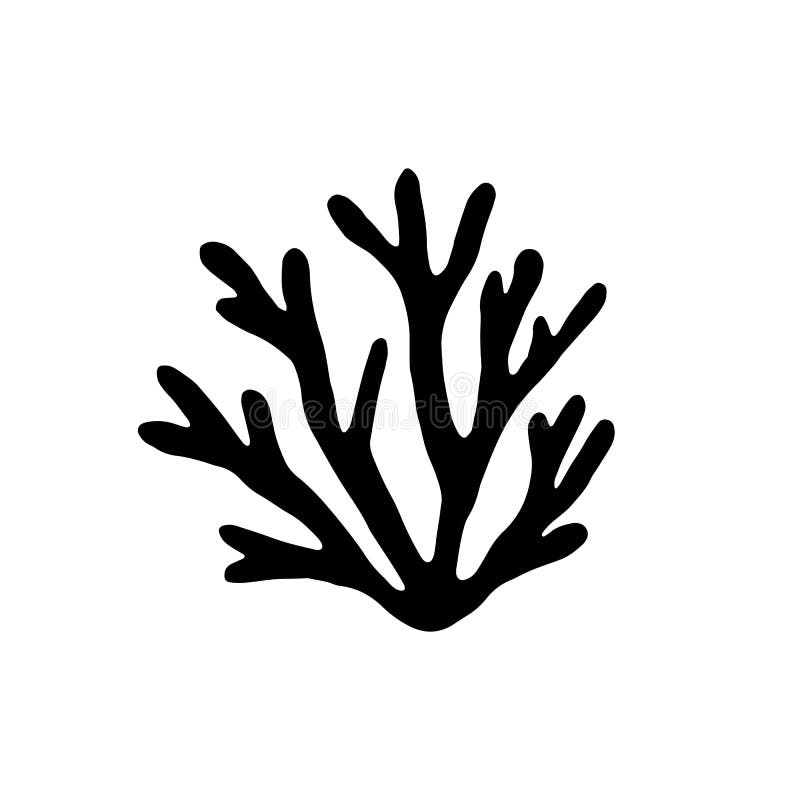 Negro Coralino Del Vector De La Silueta Del Mar Aislado Ilustración del ...