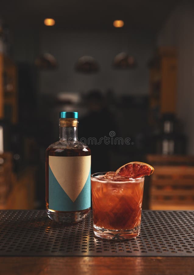 Negroni Cocktail with Dried Orange Slice Stock Photo - Image of orange ...