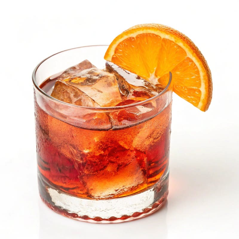 Negroni Cocktail with Orange Slice Stock Illustration - Illustration of ...