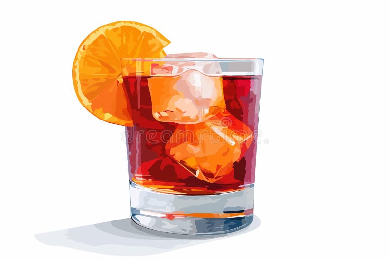 Negroni Coctail Isolated Vector Style Stock Vector - Illustration of ...