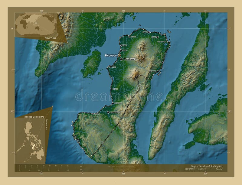 Negros Occidental, Philippines. Physical. Labelled Points of Cit Stock ...