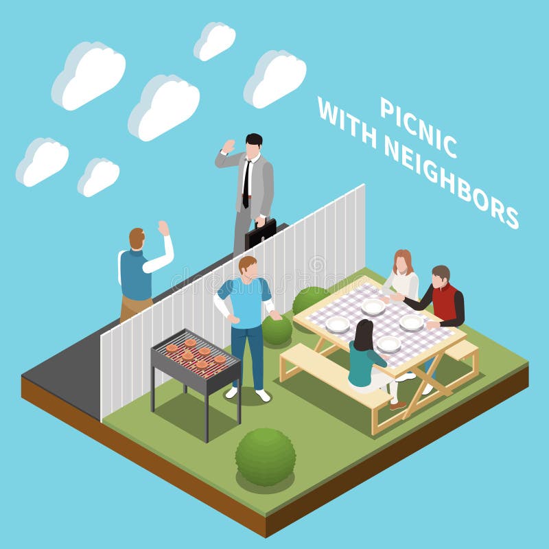 Neighbor Isometric Concept stock vector. Illustration of nature - 275047313