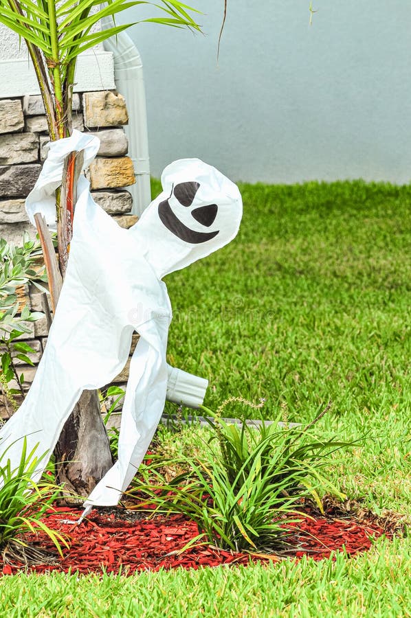 Tropical Neighborhood Halloween, Ghost Stock Photo - Image of view ...
