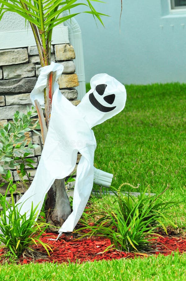 Neighborhood Halloween Ghost, Hang Onto Small, Palm Tree Stock Image ...