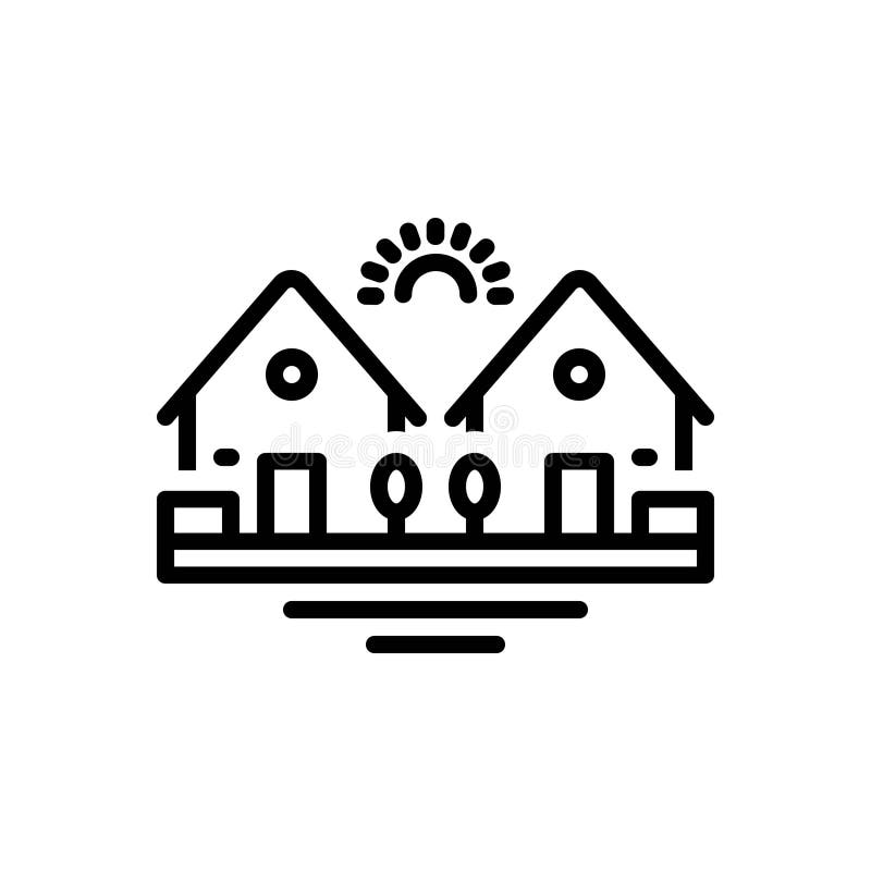 Black Line Icon for Neighborhood, Vicinity and House Stock Vector ...