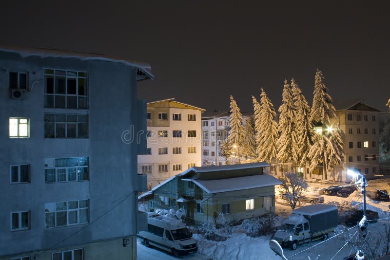 Neighborhood by night stock image. Image of parking, house - 37271337