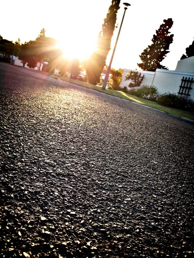 Neighborhood Street at Sunset Stock Image - Image of road, empty: 1745185
