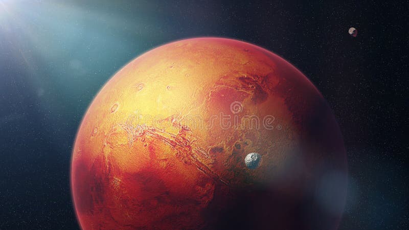 Twin Moons Over Planet Europa Stock Illustration - Illustration of ...