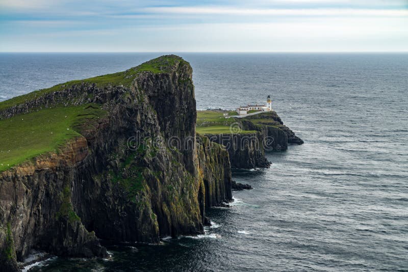 Neist Point Lighthouse at Isle of Skye, Scottish Highland Stock Photo ...