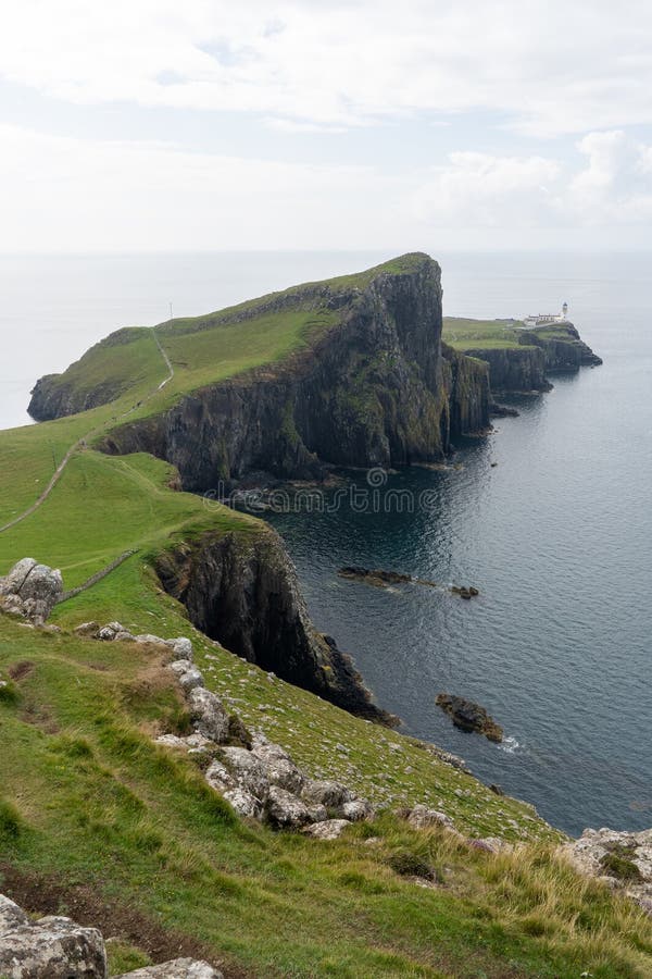 Neist Point, Lighthouse on an Ocean Peninsula Stock Photo - Image of ...