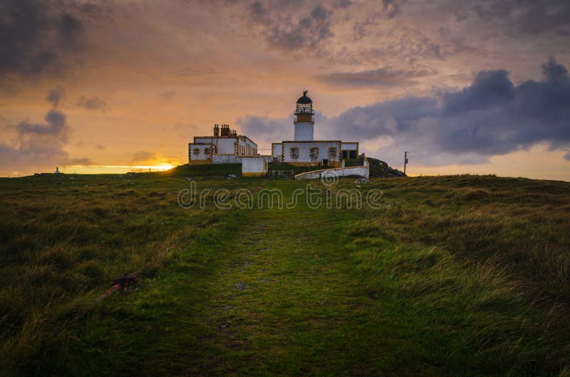 Neist Point Lighthouse at Sunset, Isle of Skye, Scotland Stock Photo ...