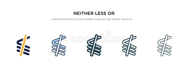 Neither less or Exactly Equal Icon in Different Style Vector ...