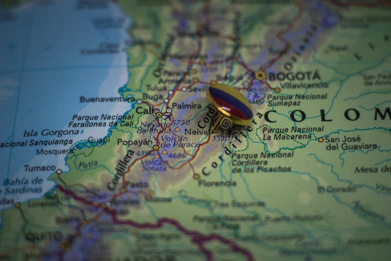 Neiva Pinned on a Map with Flag of Colombia Stock Photo - Image of ...