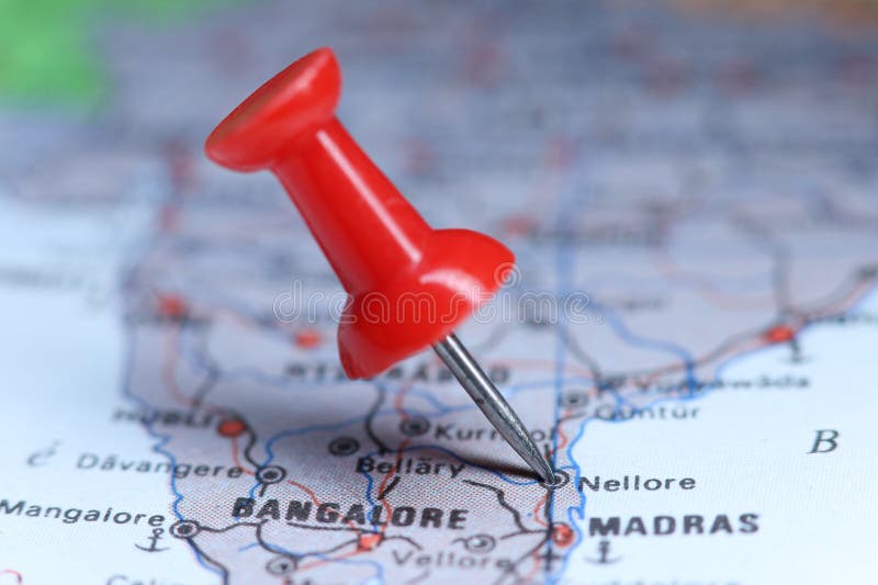Nellore, India pin on map stock photo. Image of indian - 367293432