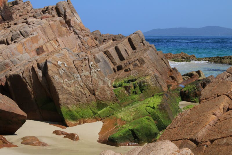 Nelson Bay Rocks stock image. Image of rocks, mossy, nelson - 62362343