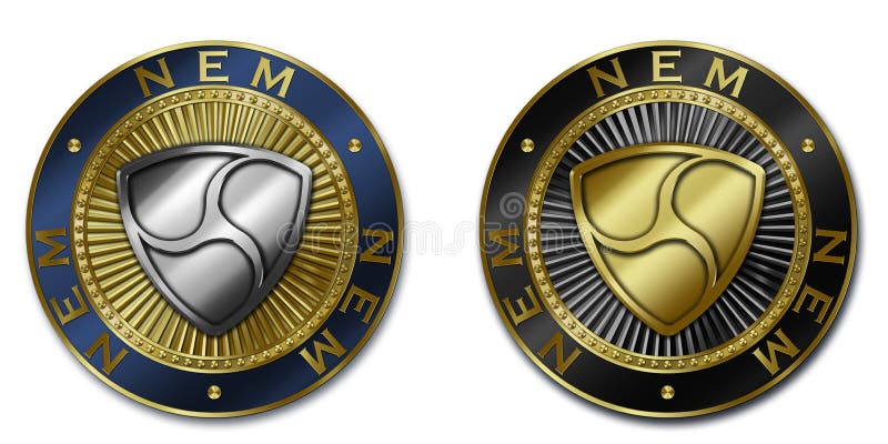 Golden NEM Blockchain Coin Symbol. Stock Vector - Illustration of ...