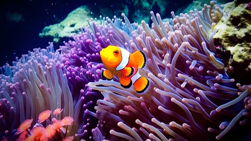 Nemo Fish among Coral Reefs. Marine Environment. AI Generated Stock ...