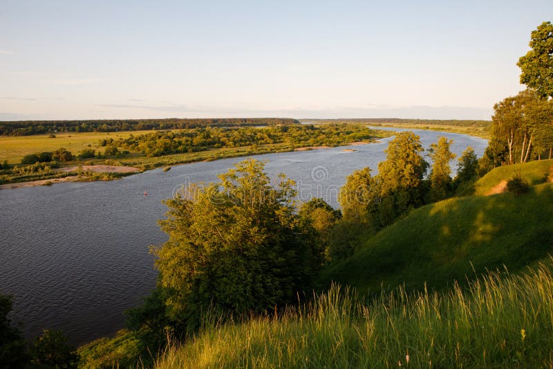 Nemunas River in the Evening during Sunset in Sudargas, Lithuania Stock ...