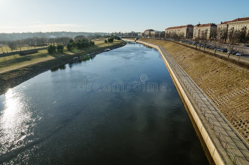 Nemunas river in Kaunas stock image. Image of spring - 38725097