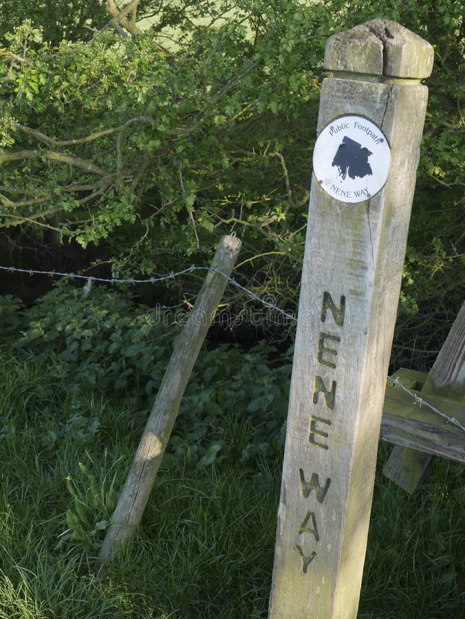 Nene Way Footpath. Direction Post Stock Photo - Image of grass ...