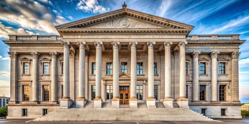 Neo Classical Courthouse Facade AI-Generated Content Stock Illustration ...