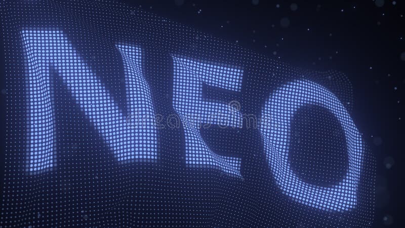 NEO Cryptocurrency Name on Waving Digital Flag, 3d Rendering, 3d ...