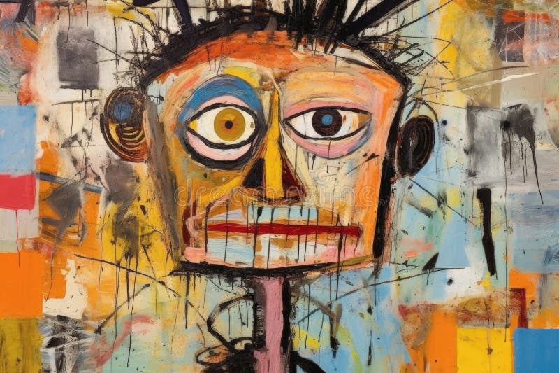 Neo-expressionism of a Confused Man Looking Quizzically at Viewer, in ...