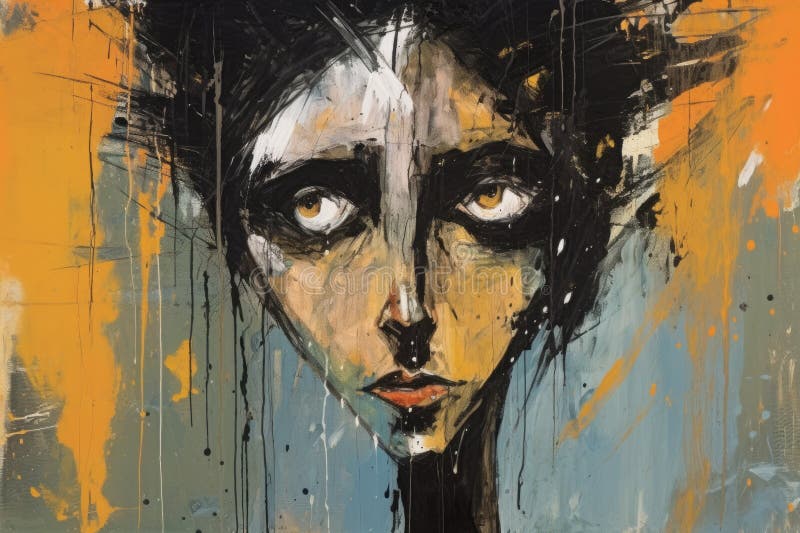 Neo-expressionism of a Confused Man Looking Quizzically at Viewer, in ...