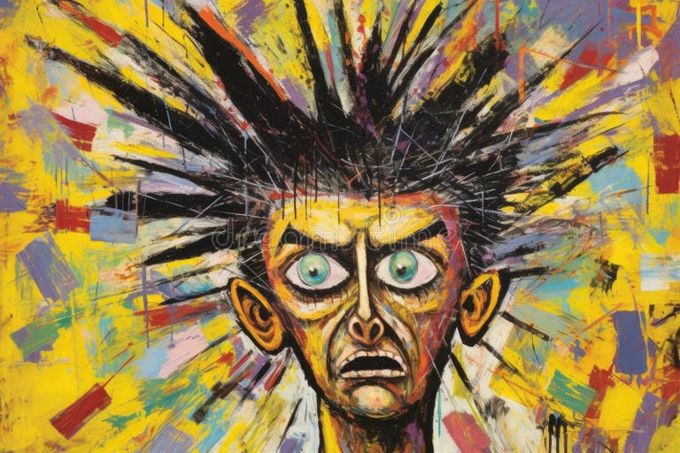 Neo-expressionism of a Confused Man Looking Quizzically at Viewer, in ...