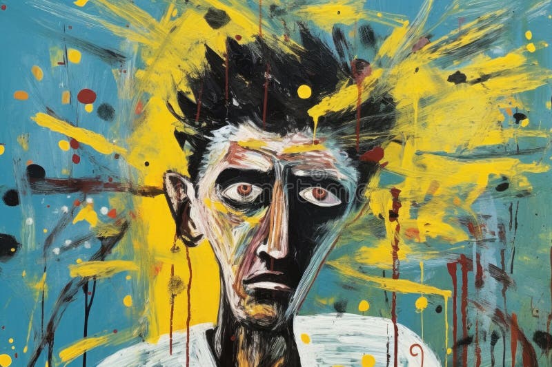 Neo-expressionism of a Confused Man Looking Quizzically at Viewer, in ...