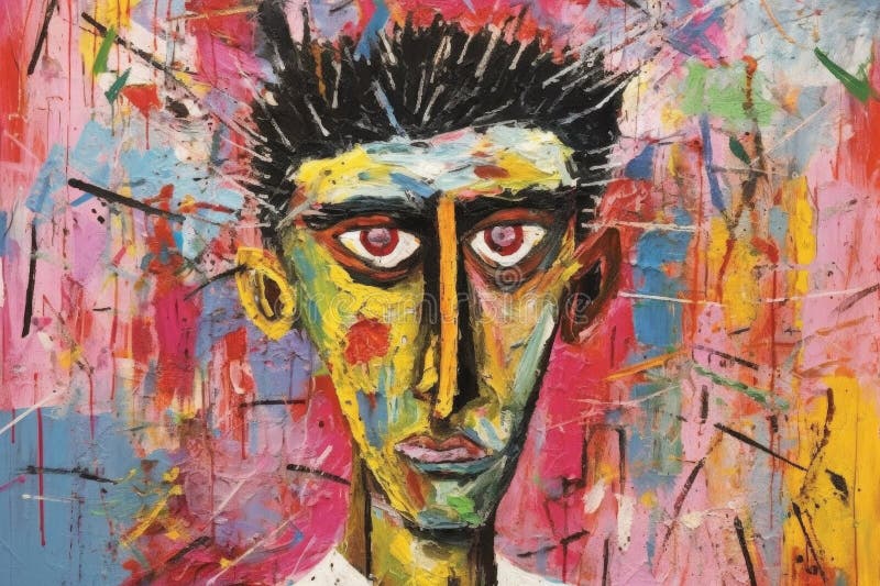 Neo-expressionism of a Confused Man Looking Quizzically at Viewer, in ...