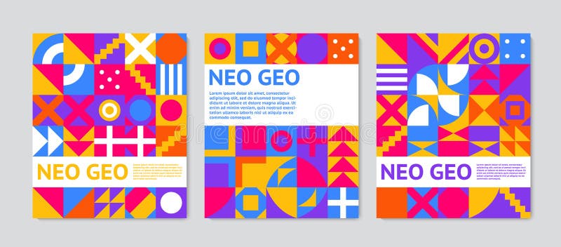 Neo Geo Posters. Modern Abstract Background with Geometric Shapes Stock ...