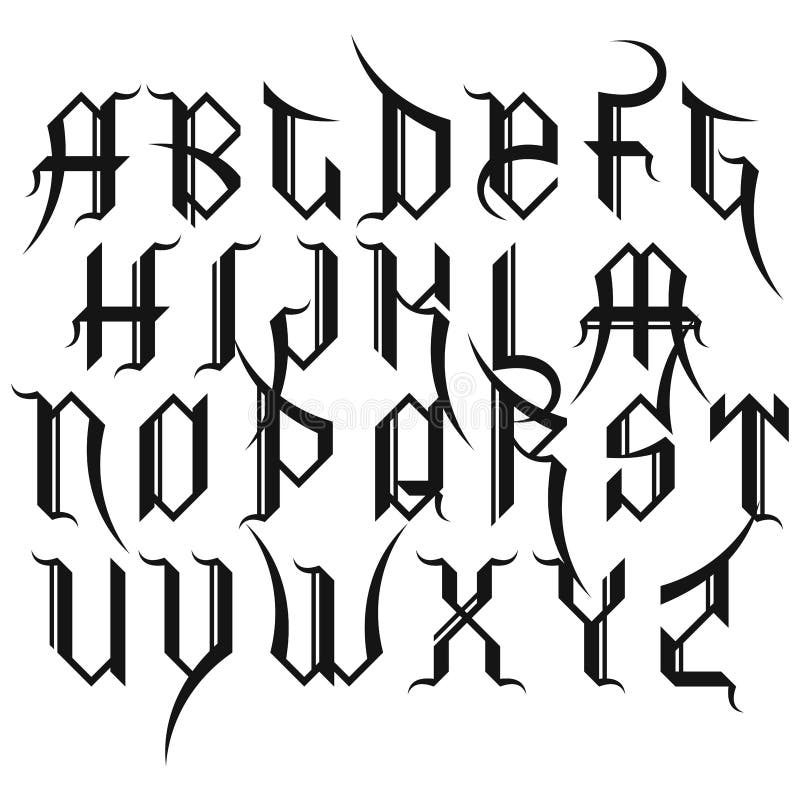 Neo-gothic Decorative Alphabet.Vector Medieval Font. Stock Illustration ...