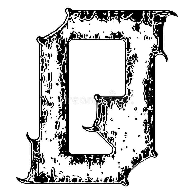 Neo-gothic Decorative Letter.Vector Medieval Font. Stock Illustration ...