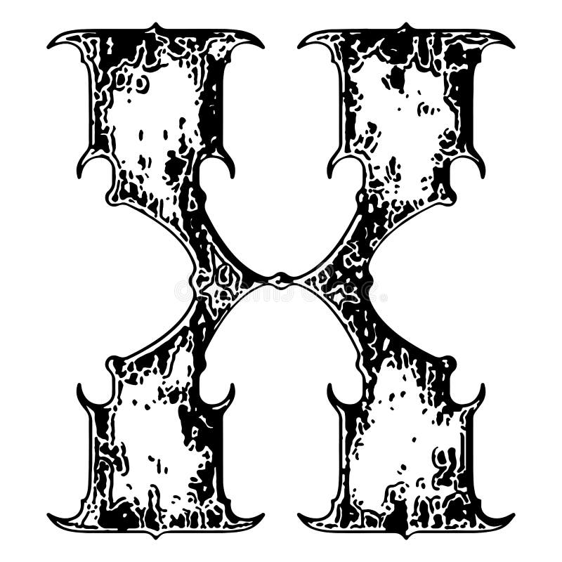 Neo-gothic Decorative Letter.Vector Medieval Font. Stock Illustration ...