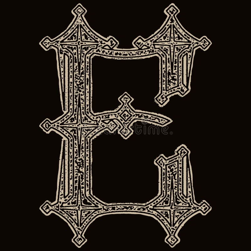 Neo-gothic Decorative Letter.Vector Medieval Font. Stock Vector ...