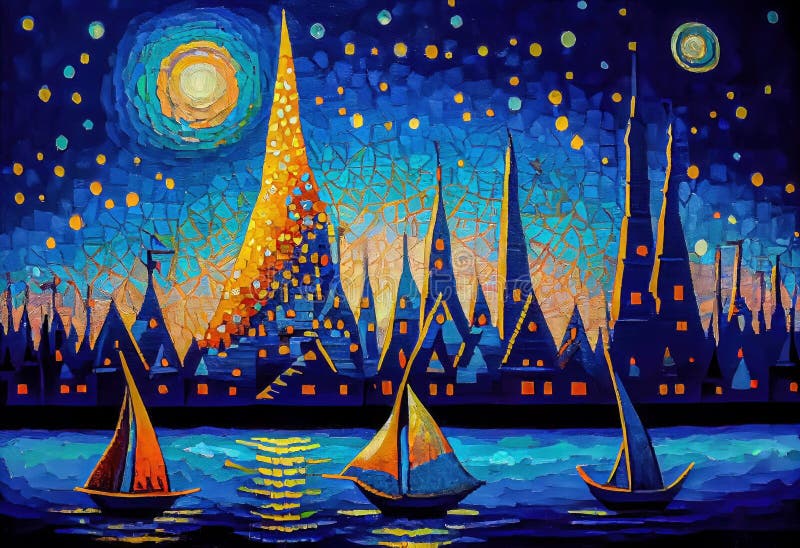 Neo Impressionism Painting. Ia Generative. Stock Illustration ...