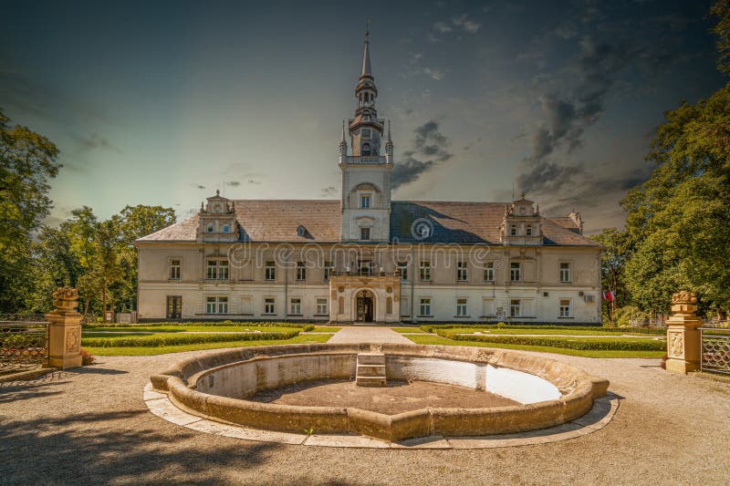 Neo-Renaissance Palace in Tulowice, Poland. Stock Photo - Image of ...