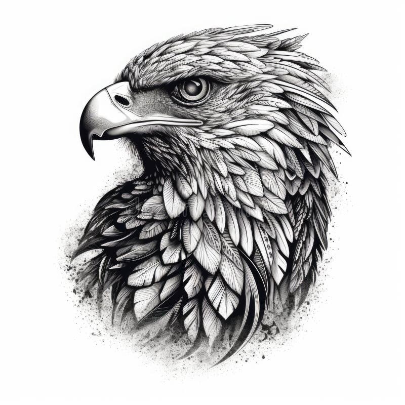 Neo-Traditional Eagle in Impressionistic Realistic Blackwork Style on ...