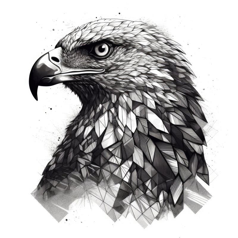 Neo-Traditional Eagle in Impressionistic Realistic Blackwork Style on ...