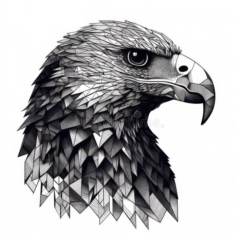 Neo-Traditional Geometric Eagle in Impressionistic Blackwork Style on ...