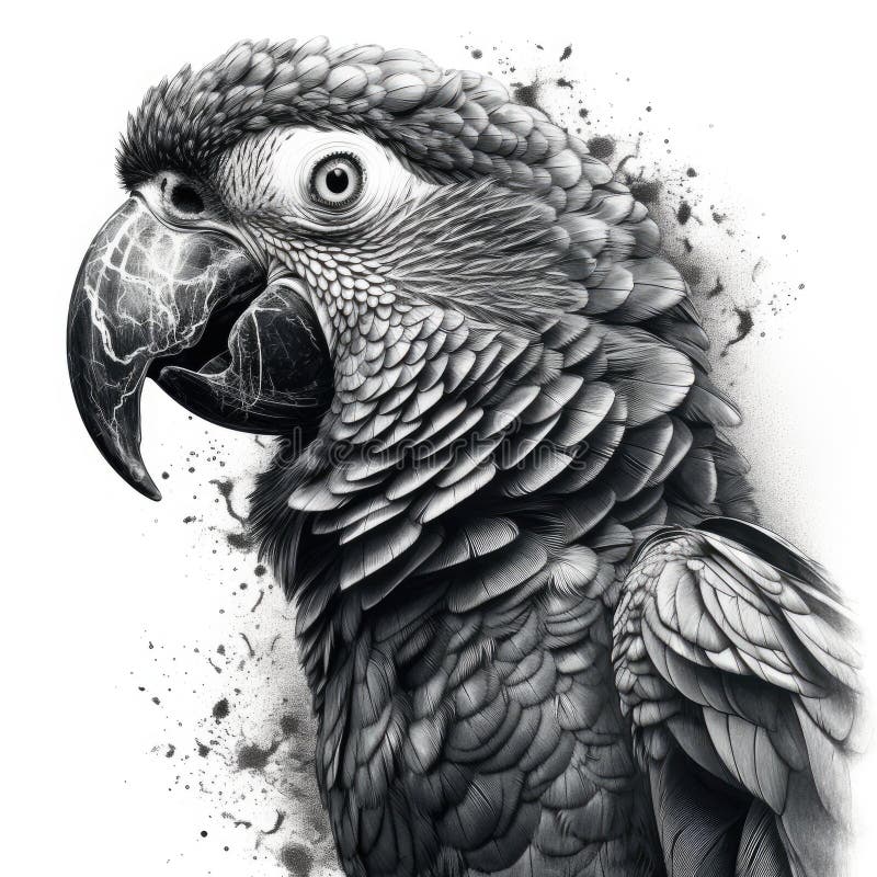 Neo-Traditional Impressionistic Blackwork on White Background for ...