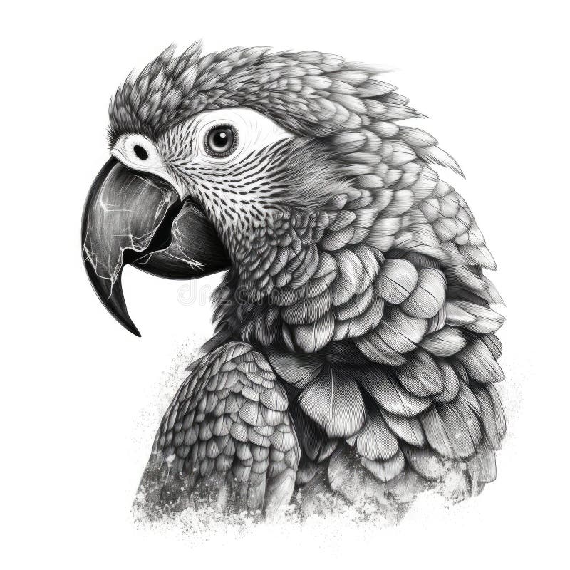 Neo-Traditional Impressionistic Blackwork on White Background for ...