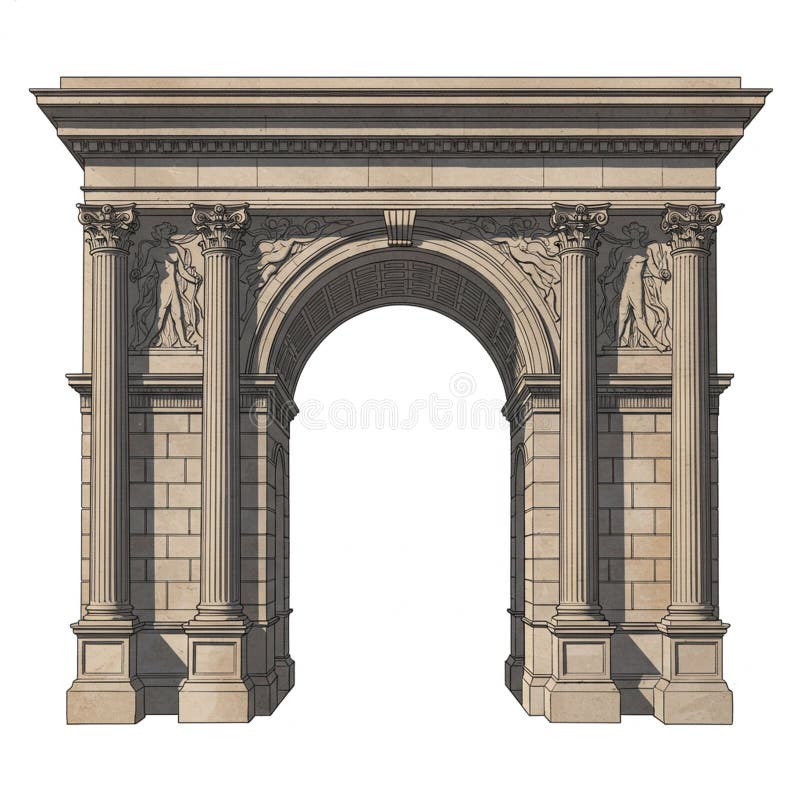Neoclassical Arch Structure with Three Columns on Each Side. the ...